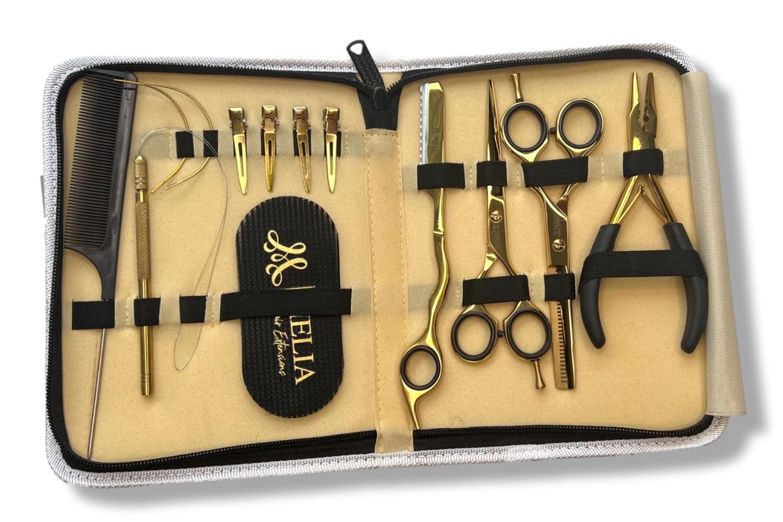Black and Gold Hair Extension Tool Set - Melia Hair Extensions